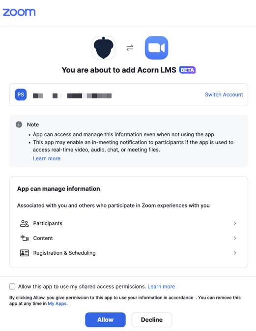 New Integration - Zoom!